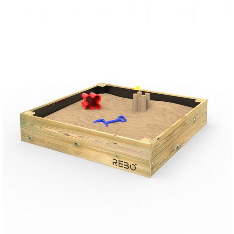 Rebo 120Cm x 20Cm Wood Square Sandbox with Cover | Wayfair.co.uk